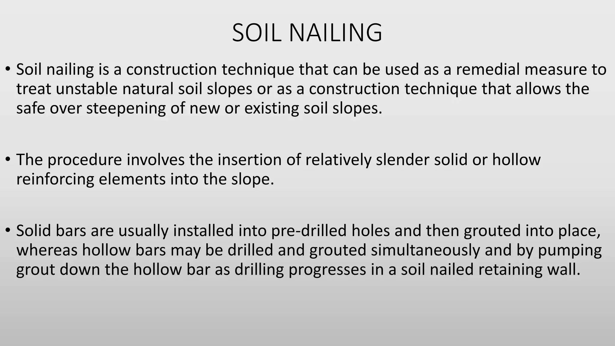 soil nailing technique using gfrp | PPTX