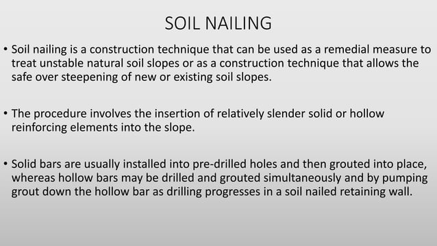 soil nailing technique using gfrp | PPTX | Nail Care | Beauty