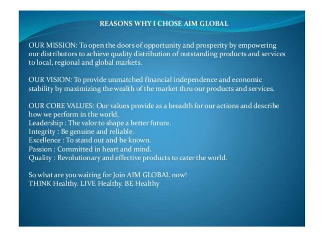 Reasons I Join Aim Global | PPTX
