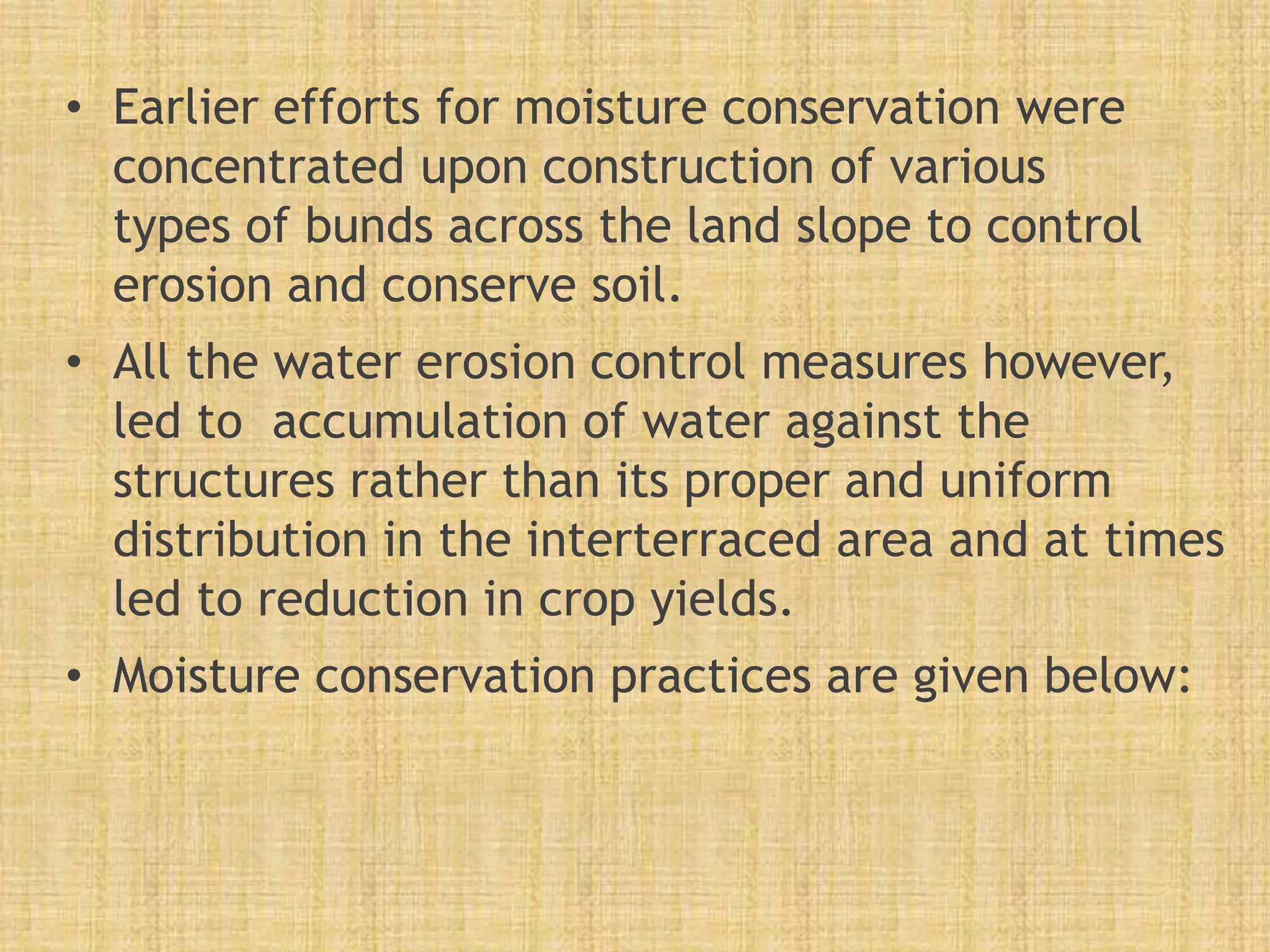 soil moisture conservation techniques | PPTX