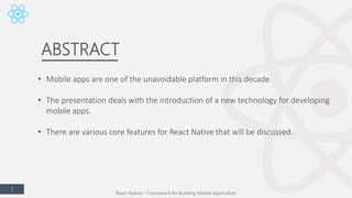 React Native - Framework For Mobile App (Seminar)