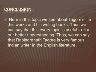 Rabindranath Tagore as a Writer | PPTX