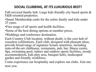 COUNTRY CULB | PPTX | Hotel Properties | Real Estate