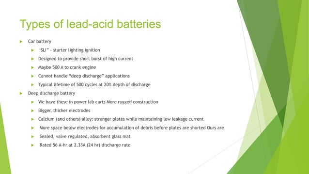 lead acid battery | PPTX | Chemistry | Science
