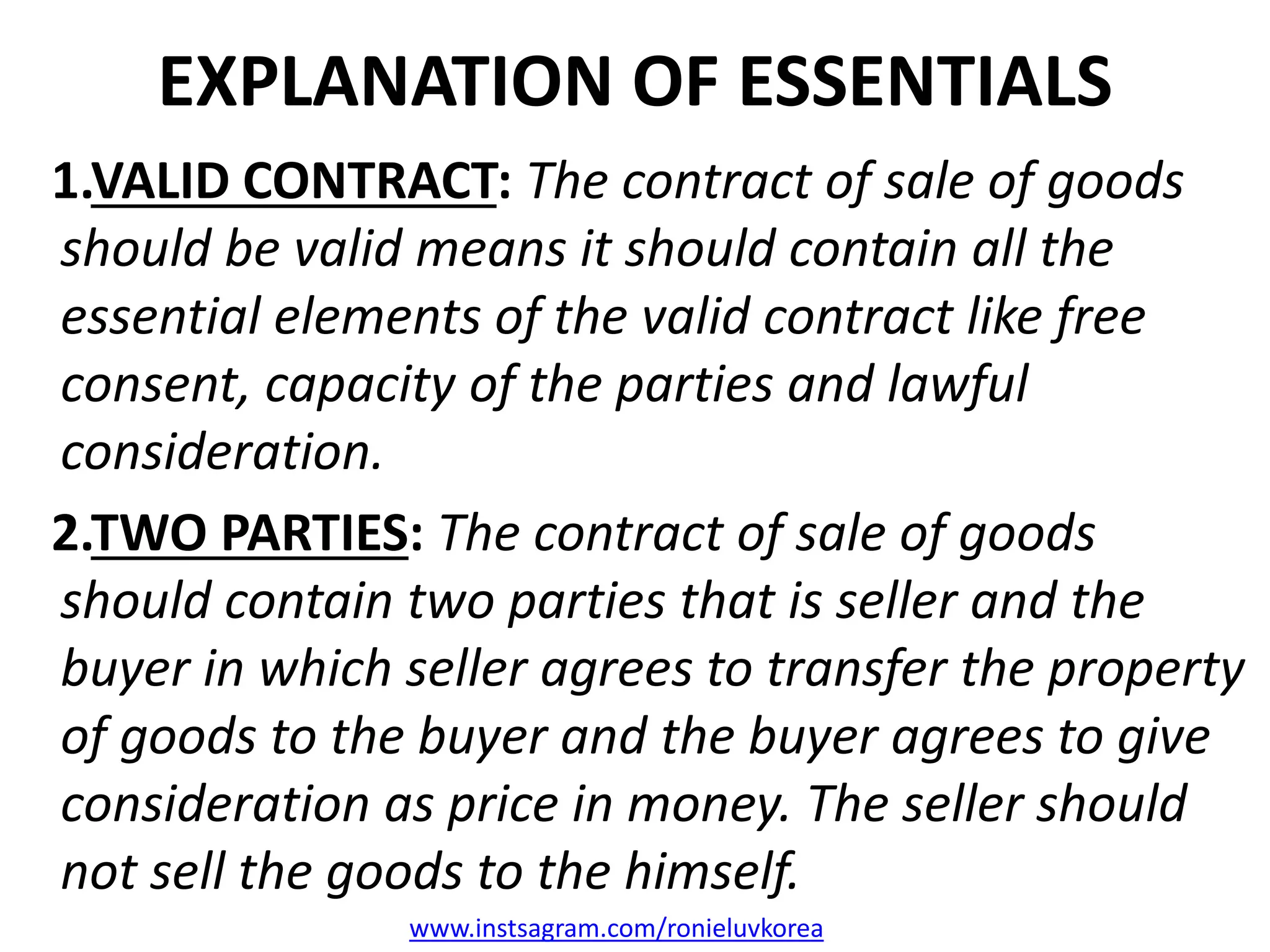 CONTRACT OF SALE OF GOODS (SALE OF GOODS ACT) | PPTX