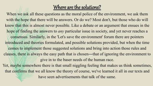 Environmental Ethics, issues and possible solutions | PPTX