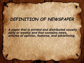 Information about newspaper | PPT