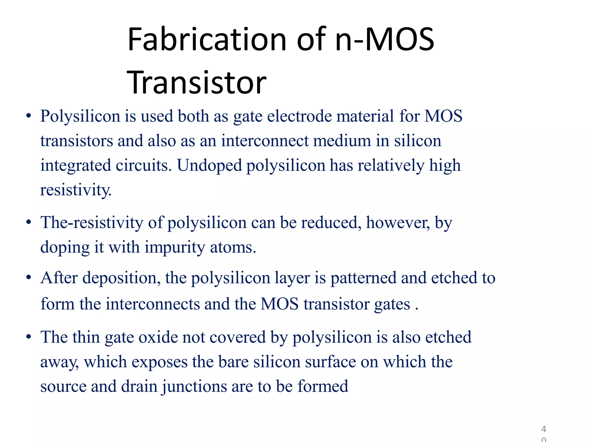 MOSFET(ABOUT,FABRICATION) | PPTX
