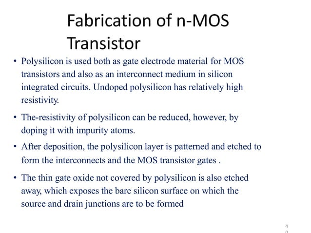 MOSFET(ABOUT,FABRICATION) | PPTX | Chemistry | Science