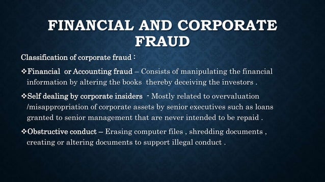 CORPORATE AND FINANCIAL FRAUD | PPTX | Stocks and Bonds | Personal ...