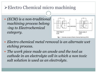 Micro machining and classification, and Electro chemical micro ...