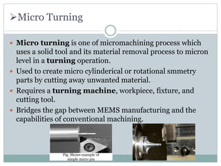 Micro machining and classification, and Electro chemical micro ...