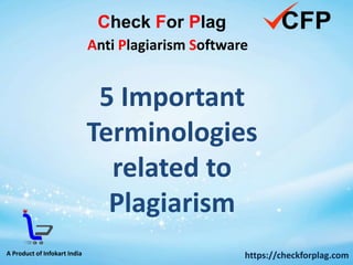 Terminologies related to Plagiarism | PPTX