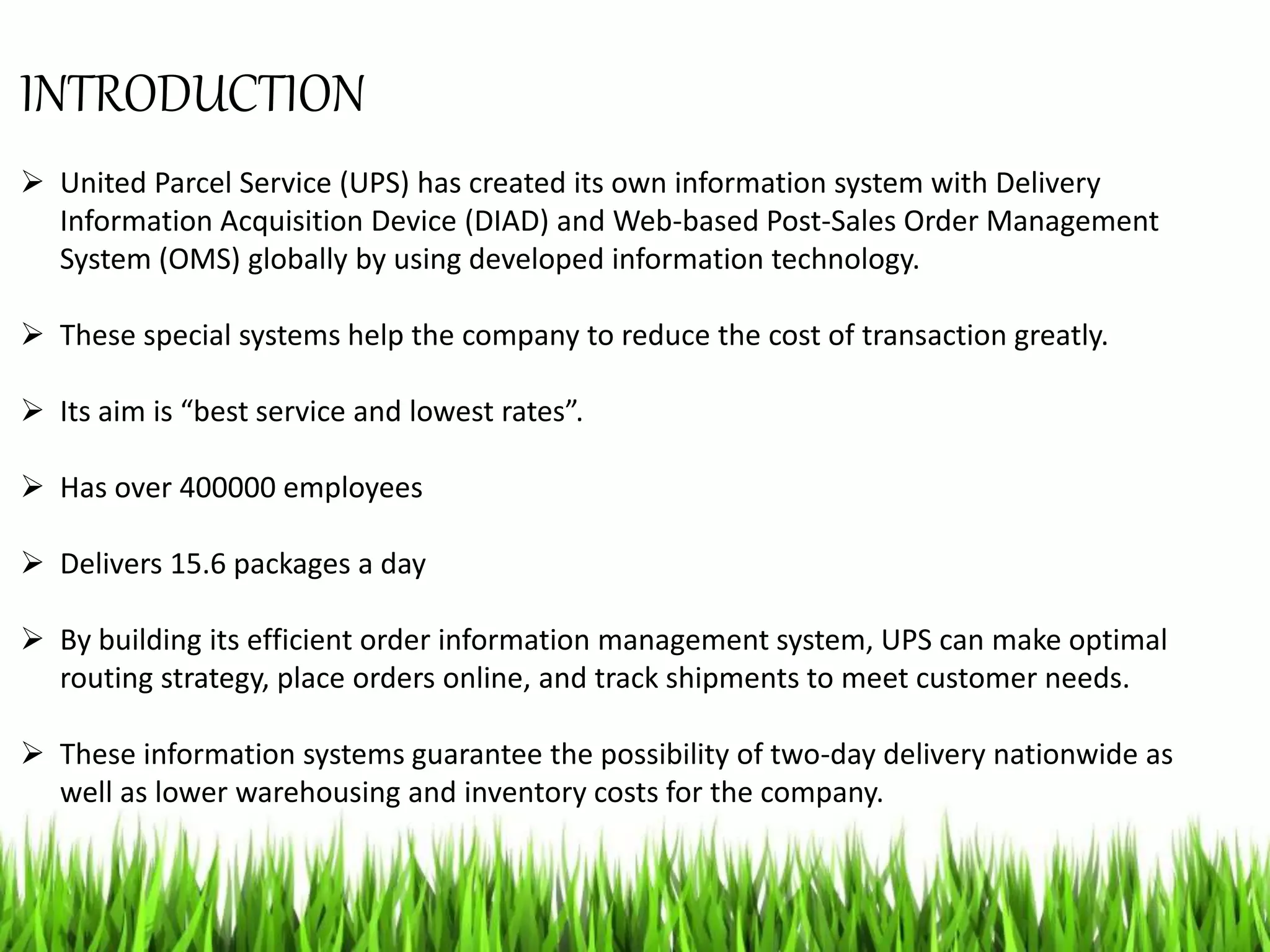 UPS COMPETES GLOBALLY WITH INFORMATION TECHNOLOGY | PPTX