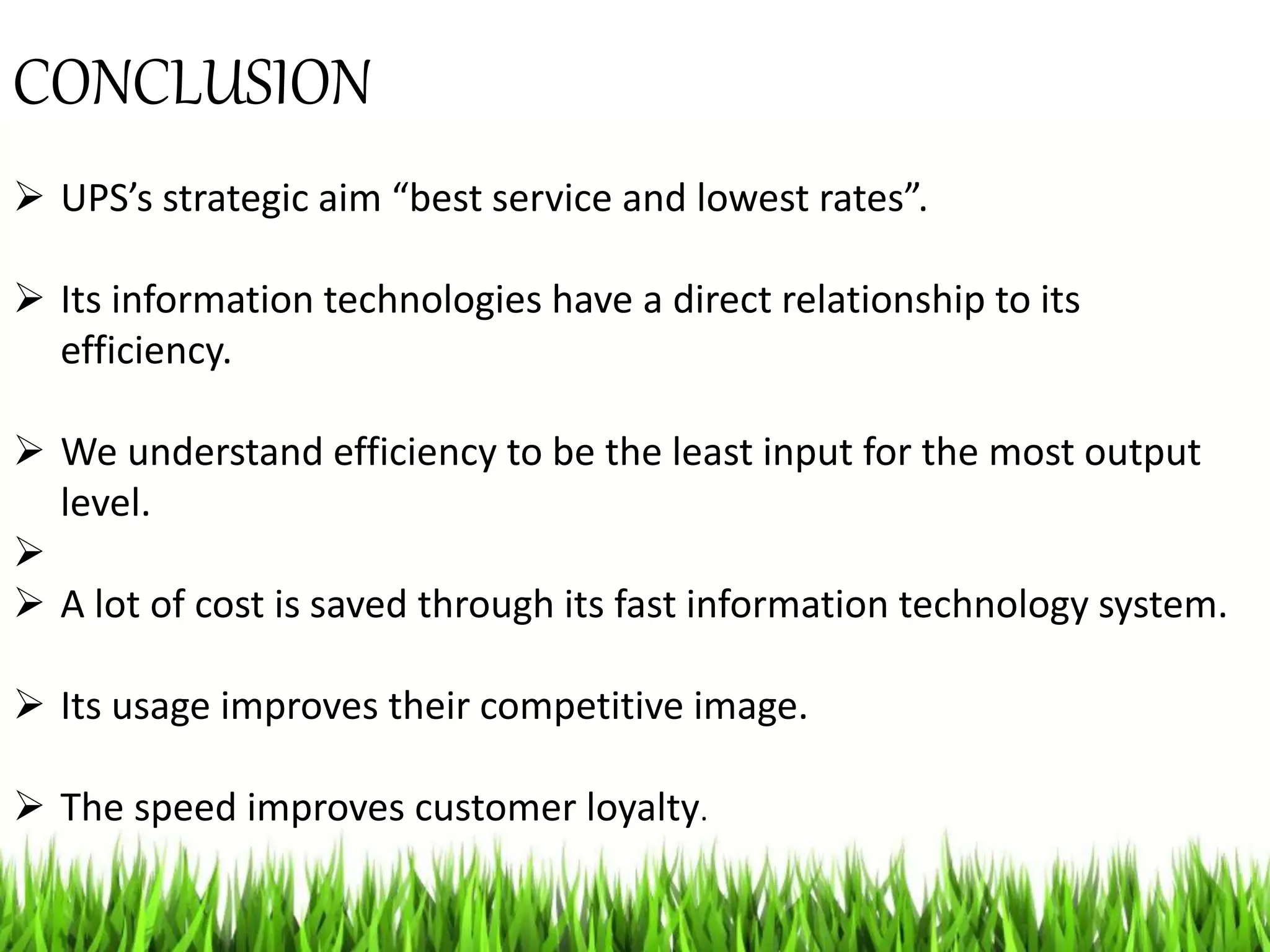 UPS COMPETES GLOBALLY WITH INFORMATION TECHNOLOGY | PPTX