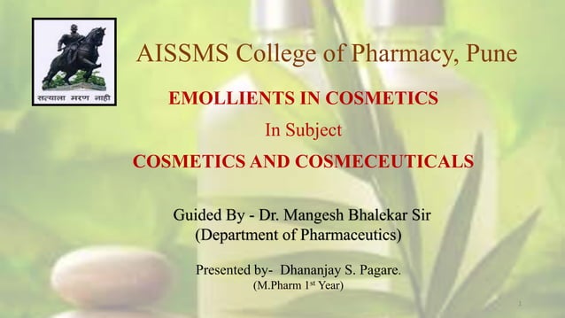 Emollients in cosmetics | PPTX | Skin Care | Beauty
