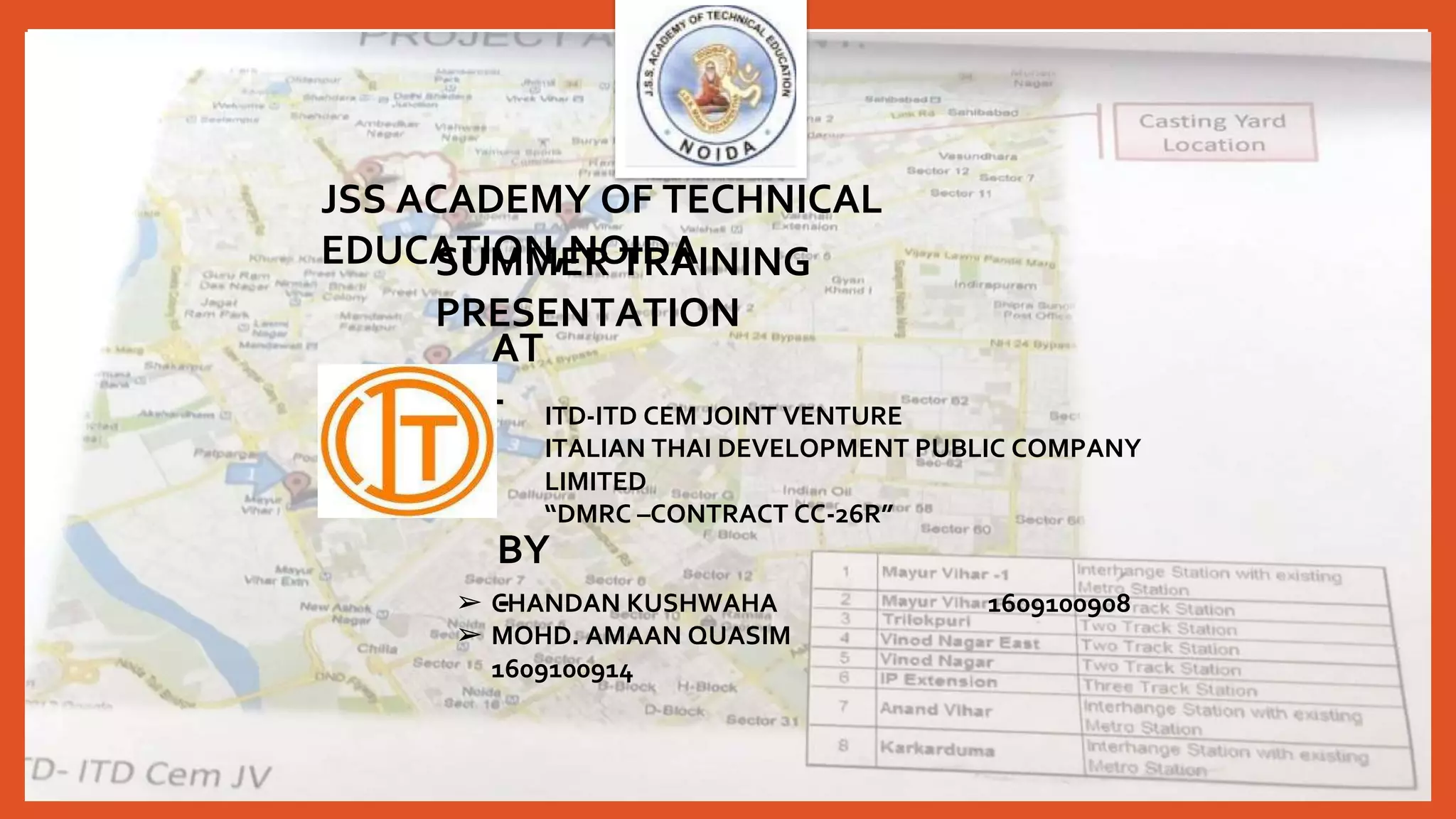 B.Tech Final Year Internship @ Delhi Metro Rail Corporation | PPT