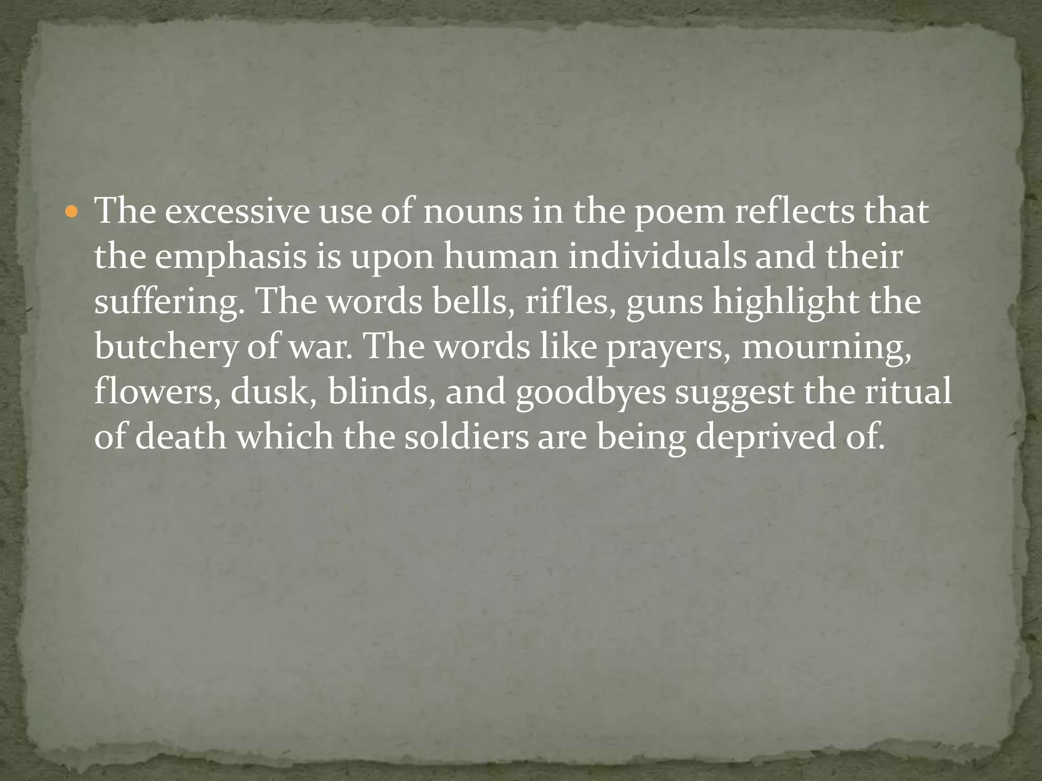 Stylistic Analysis of Poem Anthem for Doomed Youth by Almas Aslam | PPTX