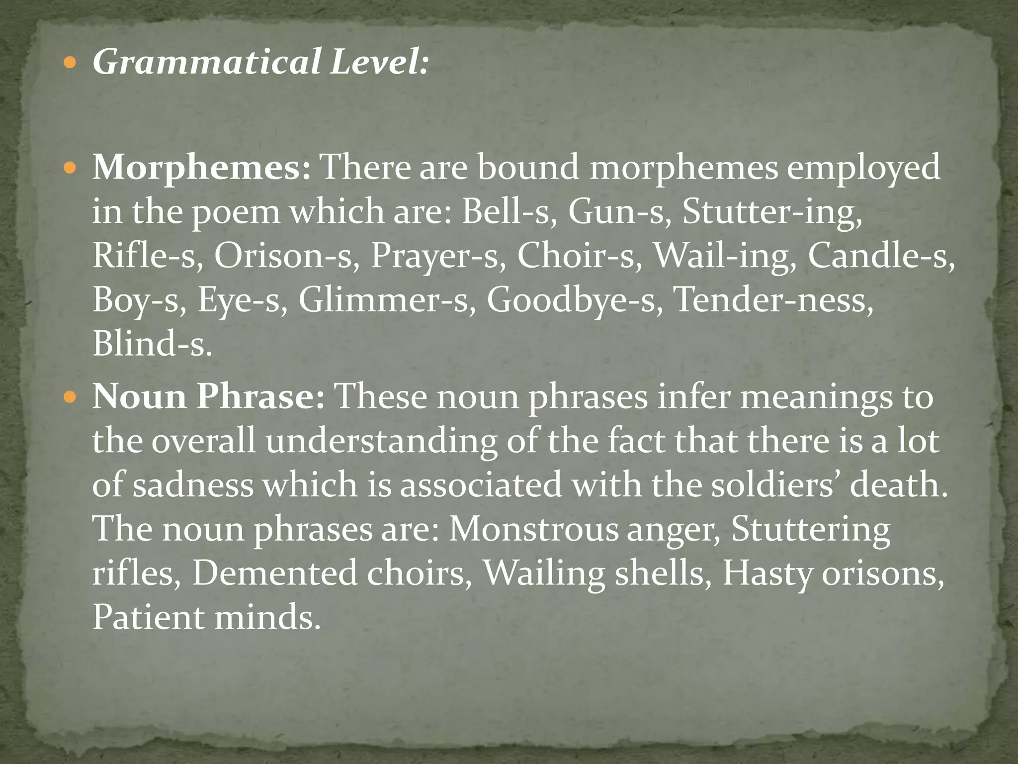 Stylistic Analysis of Poem Anthem for Doomed Youth by Almas Aslam | PPTX