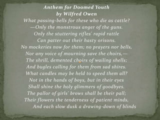 Stylistic Analysis of Poem Anthem for Doomed Youth by Almas Aslam | PPTX