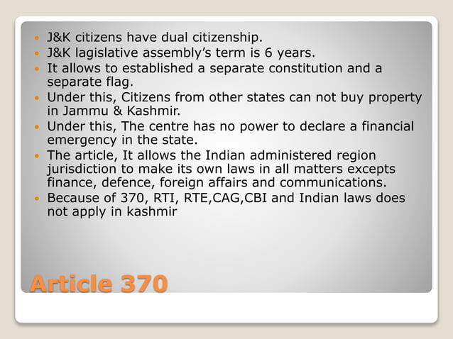 Article 370 and Article 35A , Everything and Detailed PPT. # ...