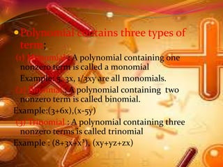 Presentation of Polynomial | PPTX