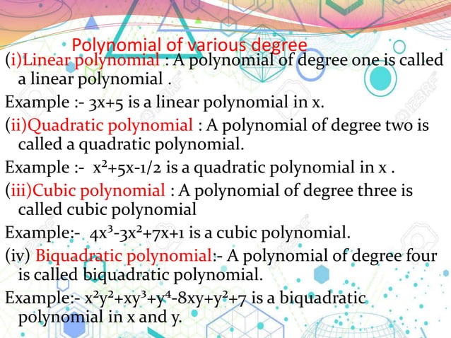 Presentation of Polynomial | PPTX | Physics | Science