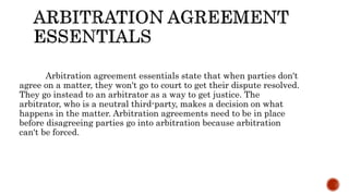Essentials of arbitration agreement | PPT