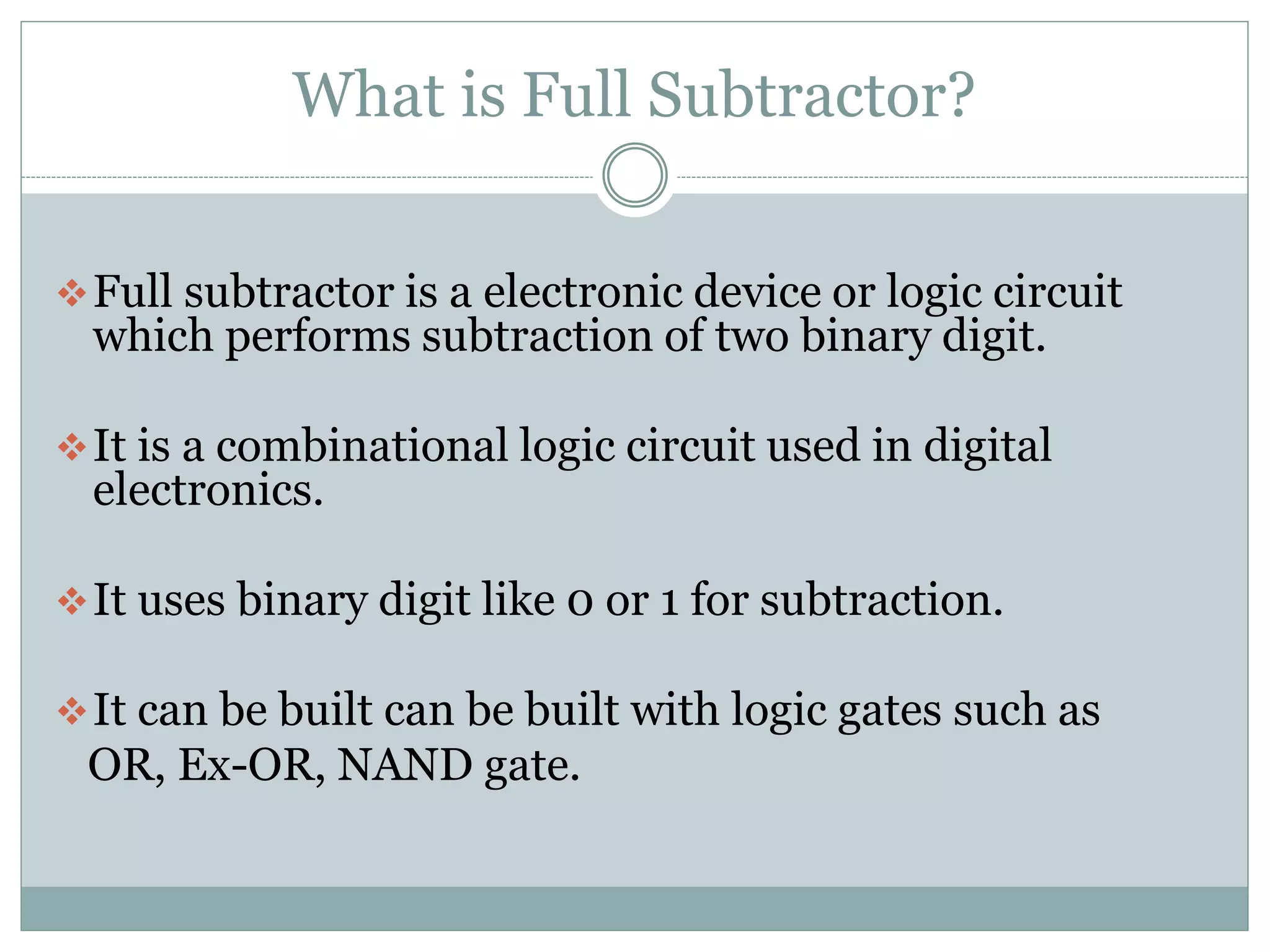 full subtractor | PPTX