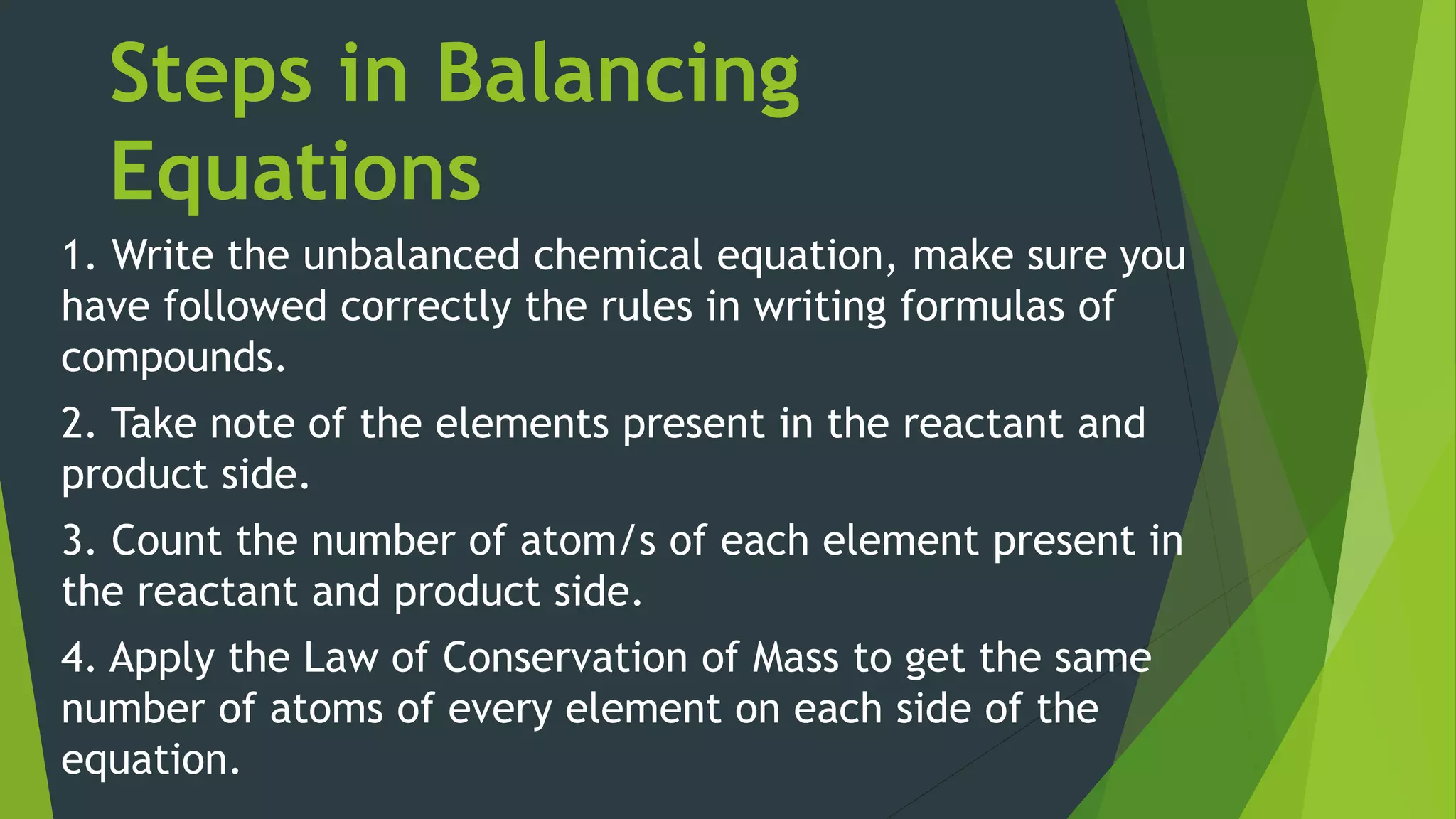 Balancing Chemical Equation | PPT