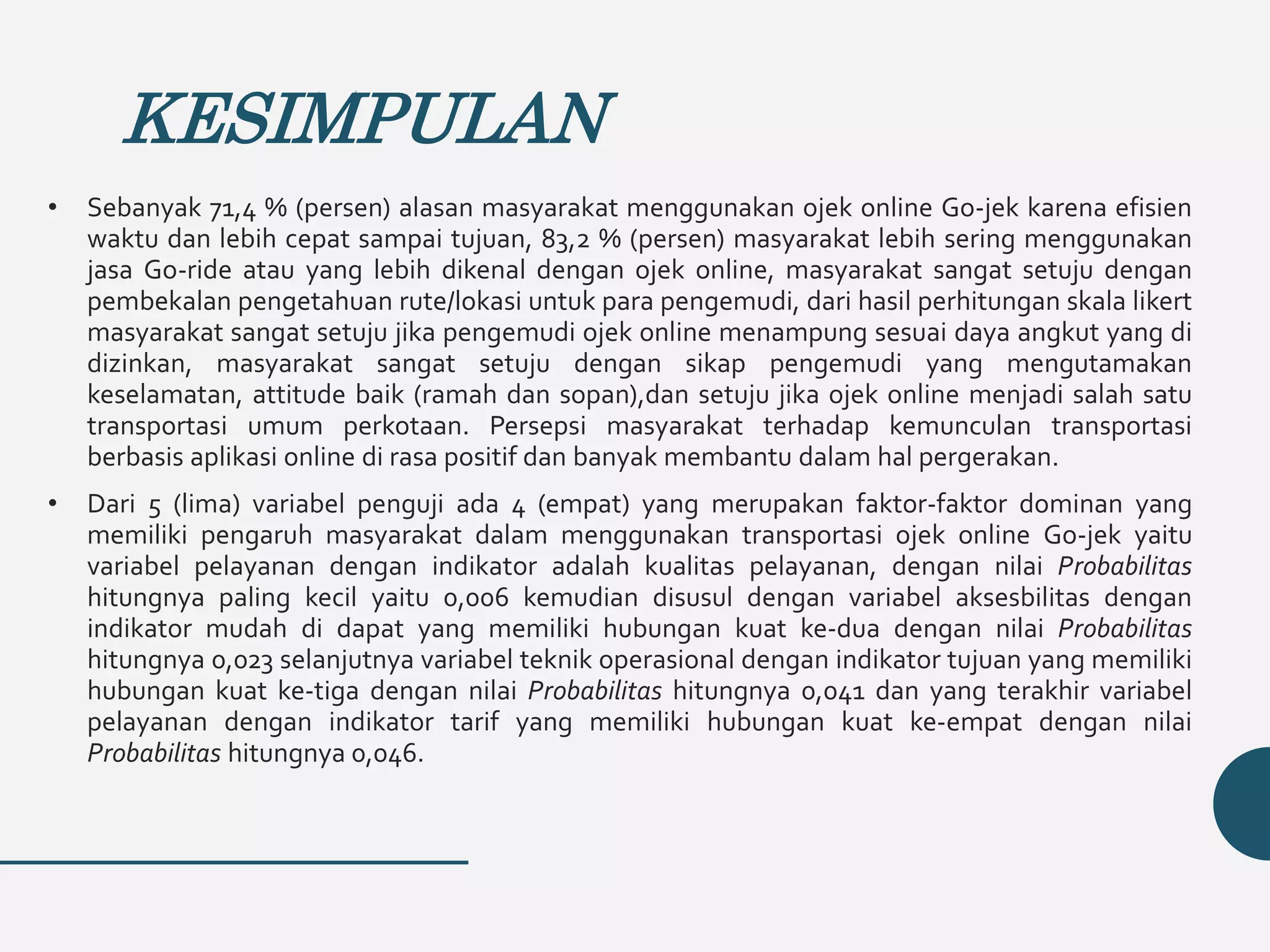presepsi masyarakat pengguna ojek online | PPTX