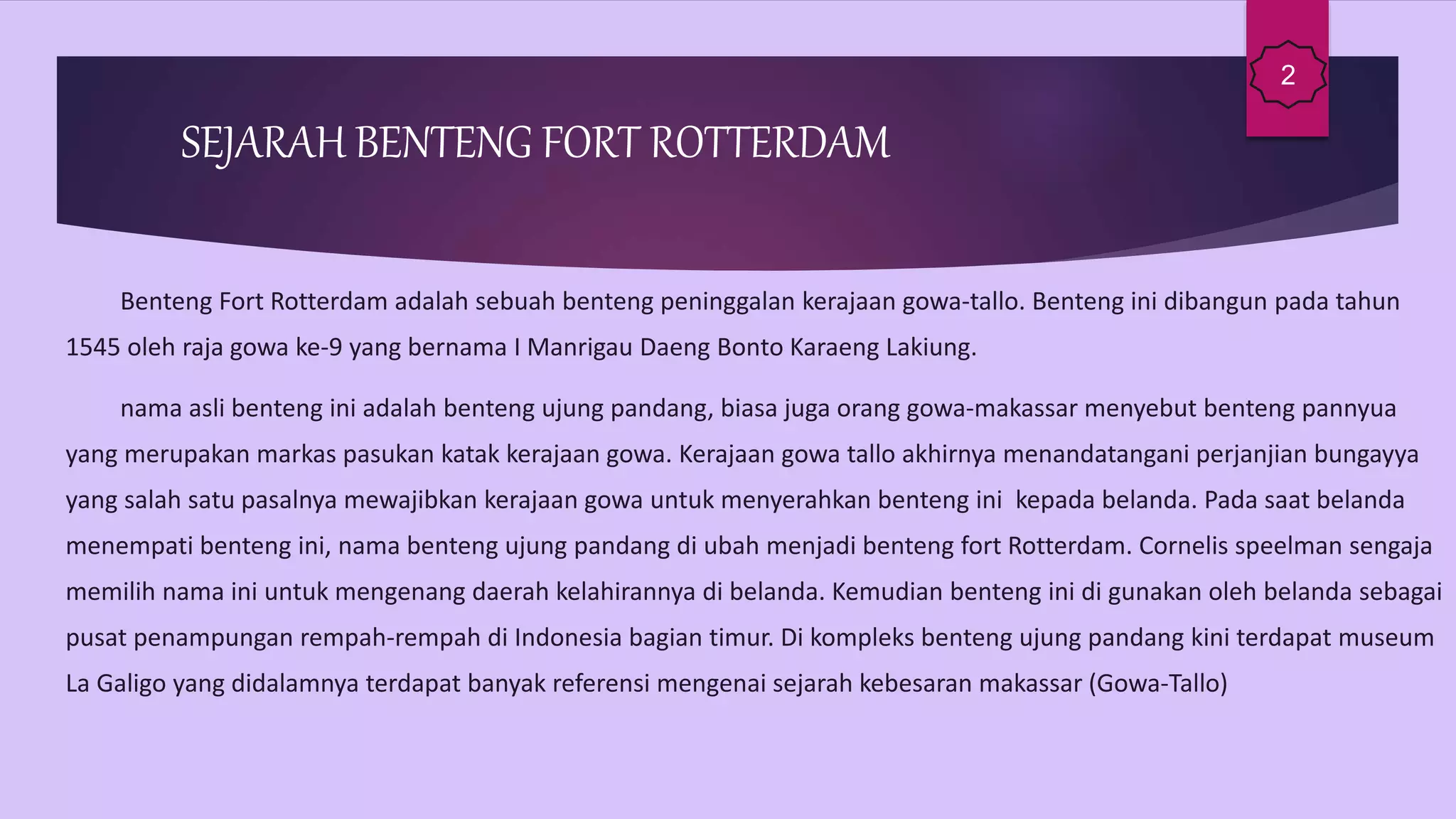 Sejarah Benteng Fort Rotterdam | PPTX