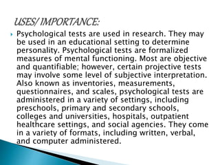 Psychological Tests | PPTX