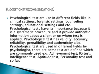 Psychological Tests | PPTX