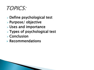 Psychological Tests | PPTX