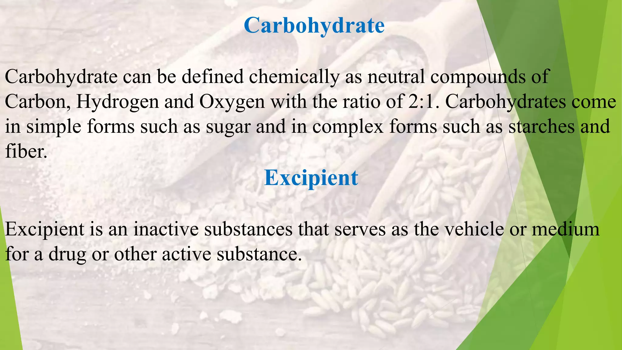 Carbohydrate Derivatives as Pharmaceutical Excipients | PPTX ...