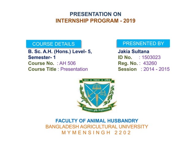 Animal Husbandry Internship Program Presentation | PPT