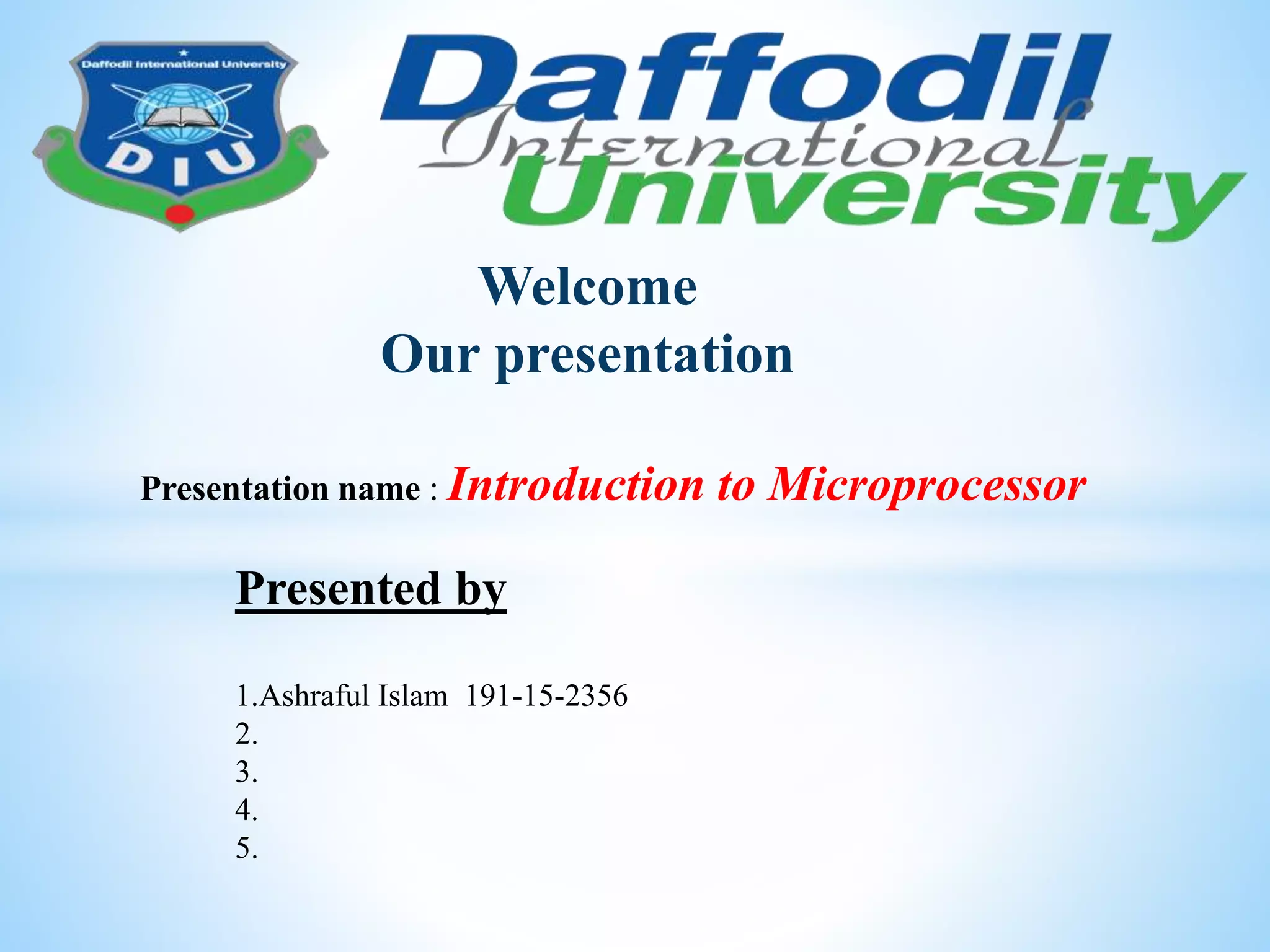 Presentation Introduction To Microprocessor Ppt