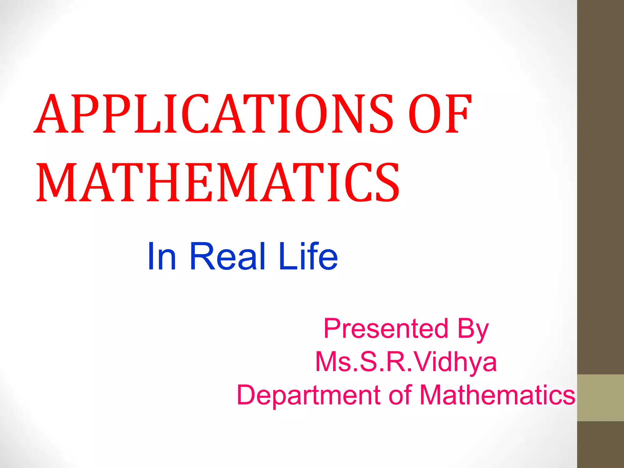 Applications of Mathematics | PPT