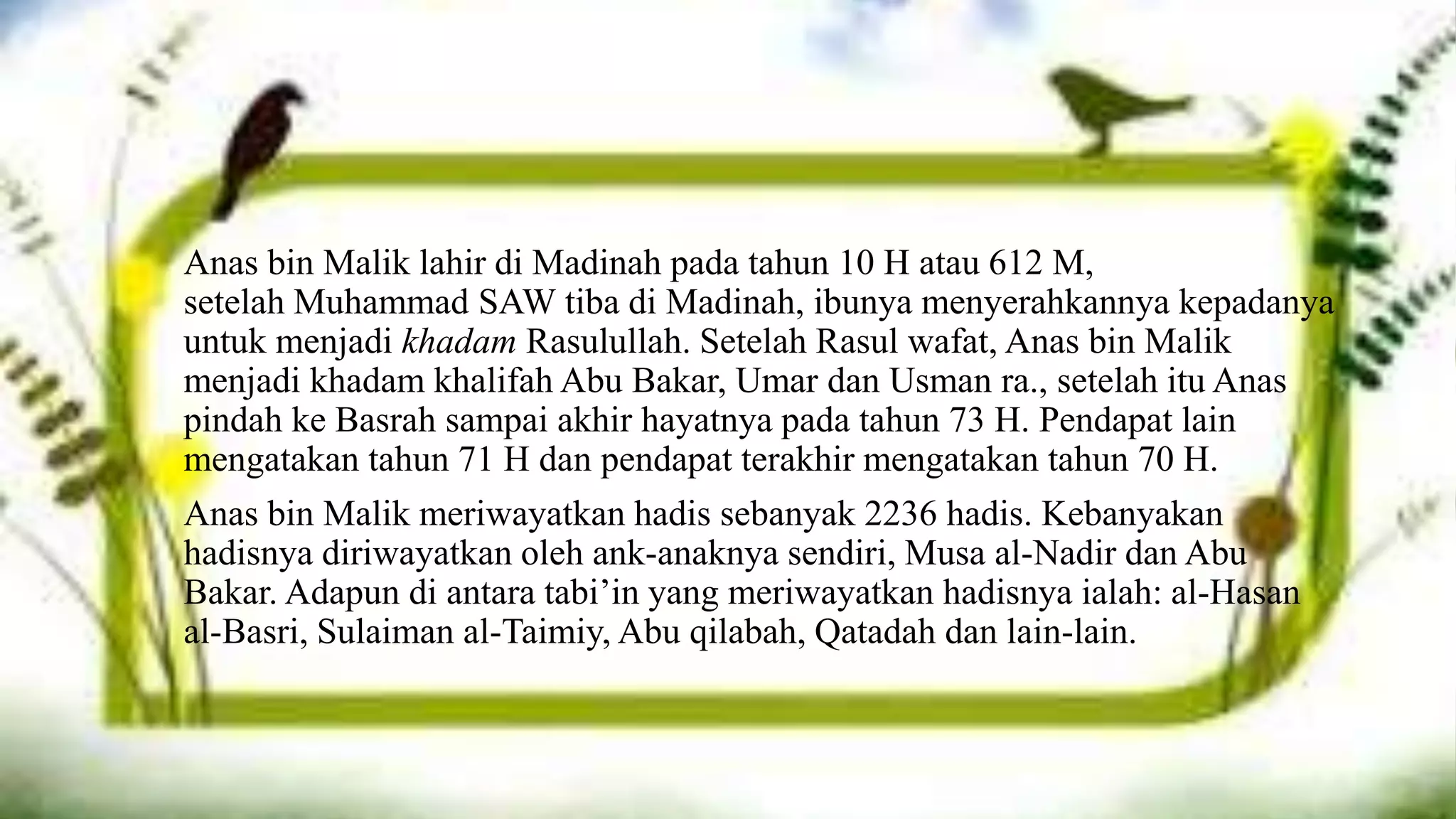 Biografi Anas Bin Malik | PPTX