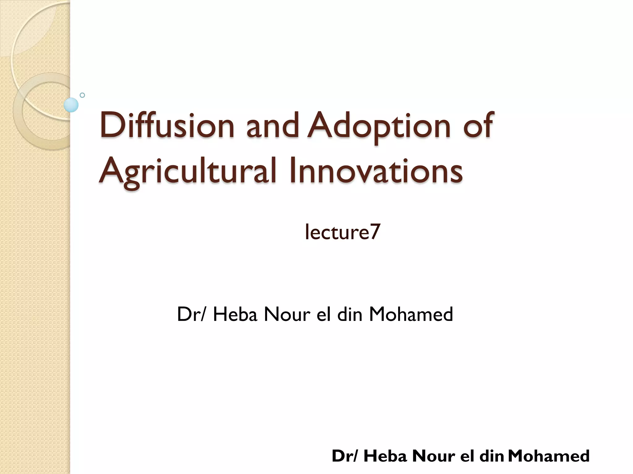 Diffusion and Adoption of Agricultural Innovations | PDF