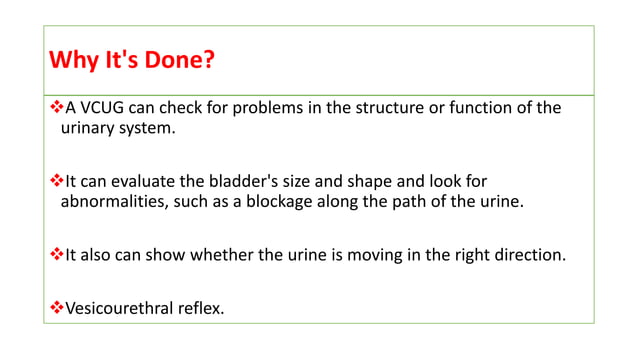 Voiding Cystourethrogram (VCUG) | PPTX | Medical Tests | Medical Health