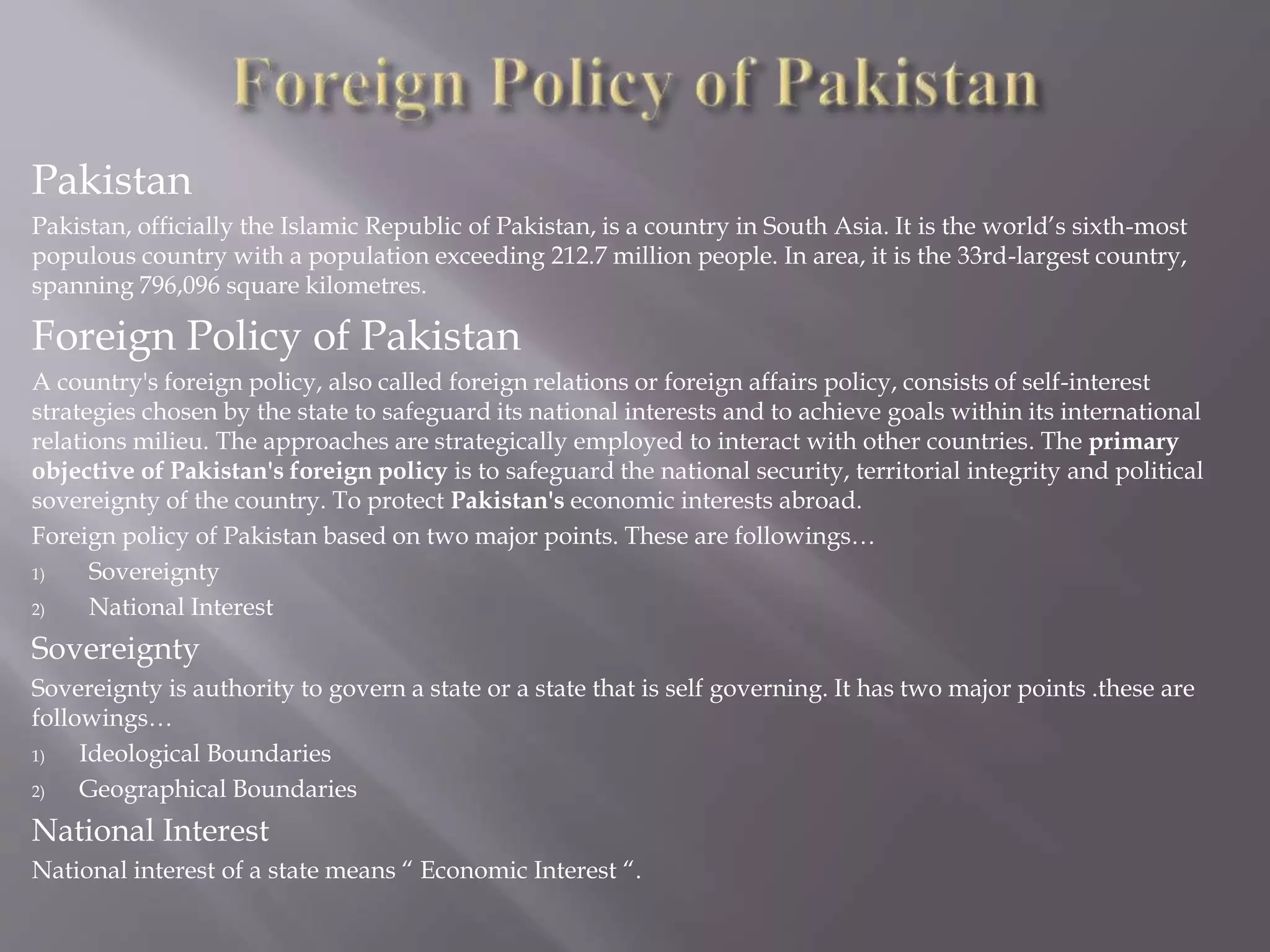 Foreign Policy of Pakistan | PPTX