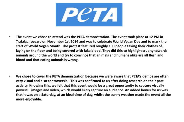 Assignment 1- PETA | PPTX | Social Networking | Internet