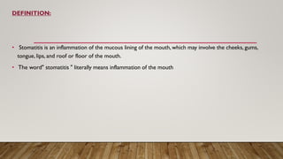 Stomatitis presentation Adult health Nursing | PDF