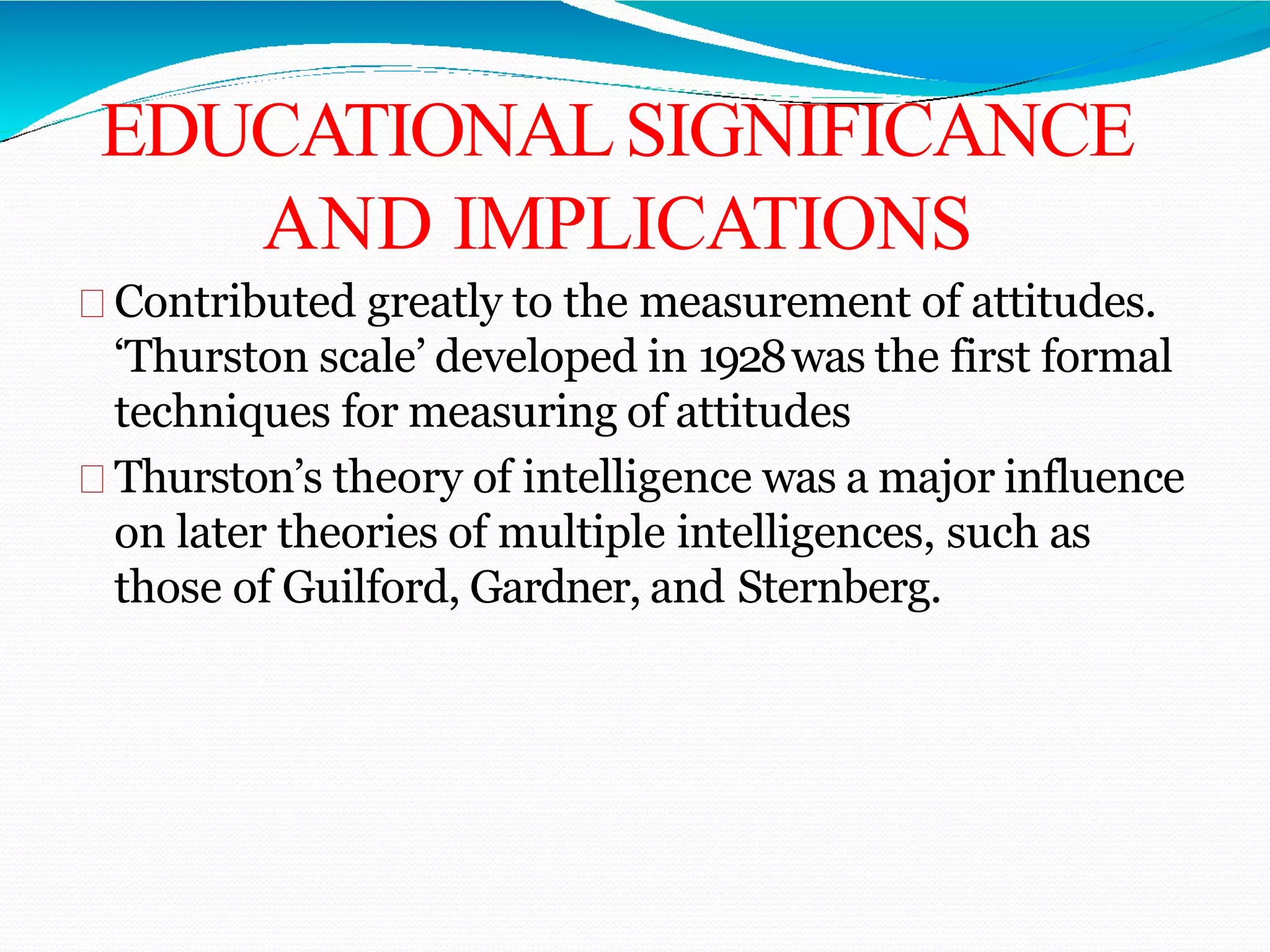 thurstone theory of intelligence | PPTX