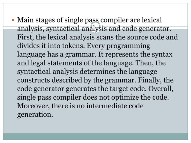 Single Pass Compiler And Its Architecture Pptx Programming Languages Computing