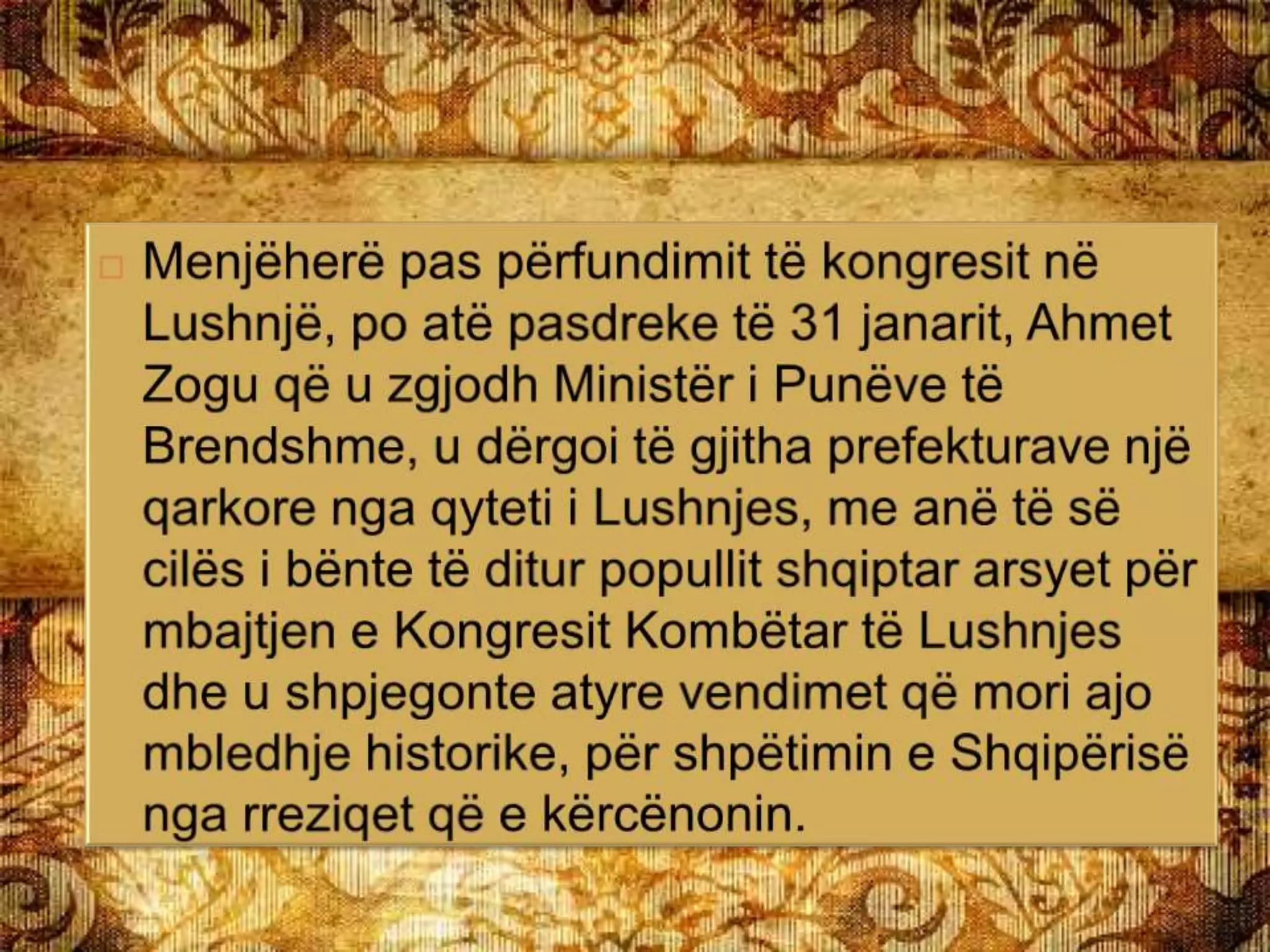 Projekt, "Histori": Kongresi i Lushnjes | PPTX