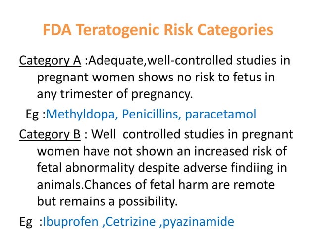 Teratogenecity & Safety of drugs in pregnancy | PPTX | Pregnancy | Reproductive Health