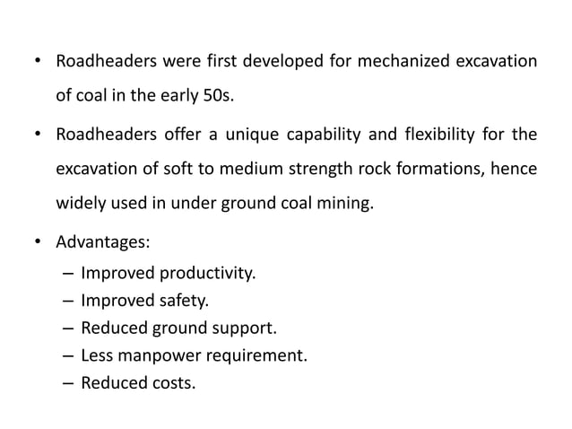 Road Header and Bolter Miner | PPTX | Geology | Science